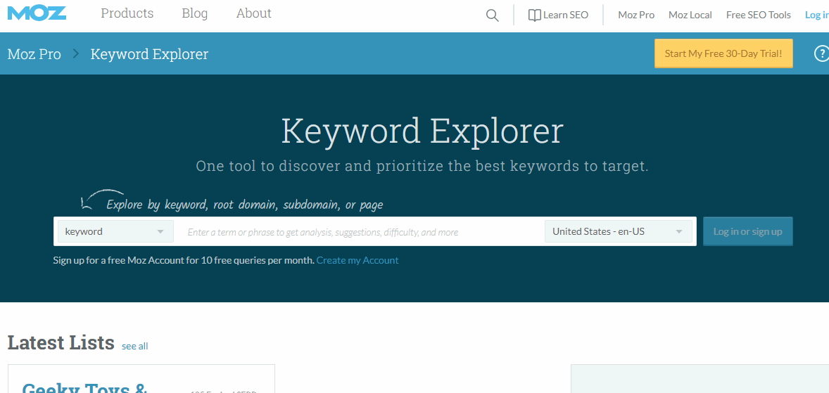 Moz’s Keyword Explorer Review, Pricing, Features & Alternatives- 2018